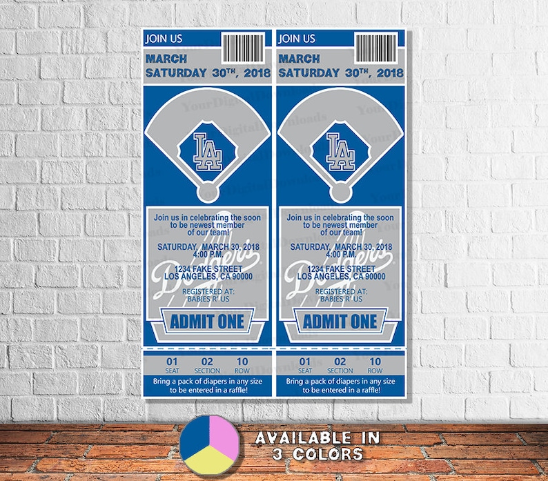 Baby Shower Invitations LA Dodgers Inspired (5"x7") - Etsy