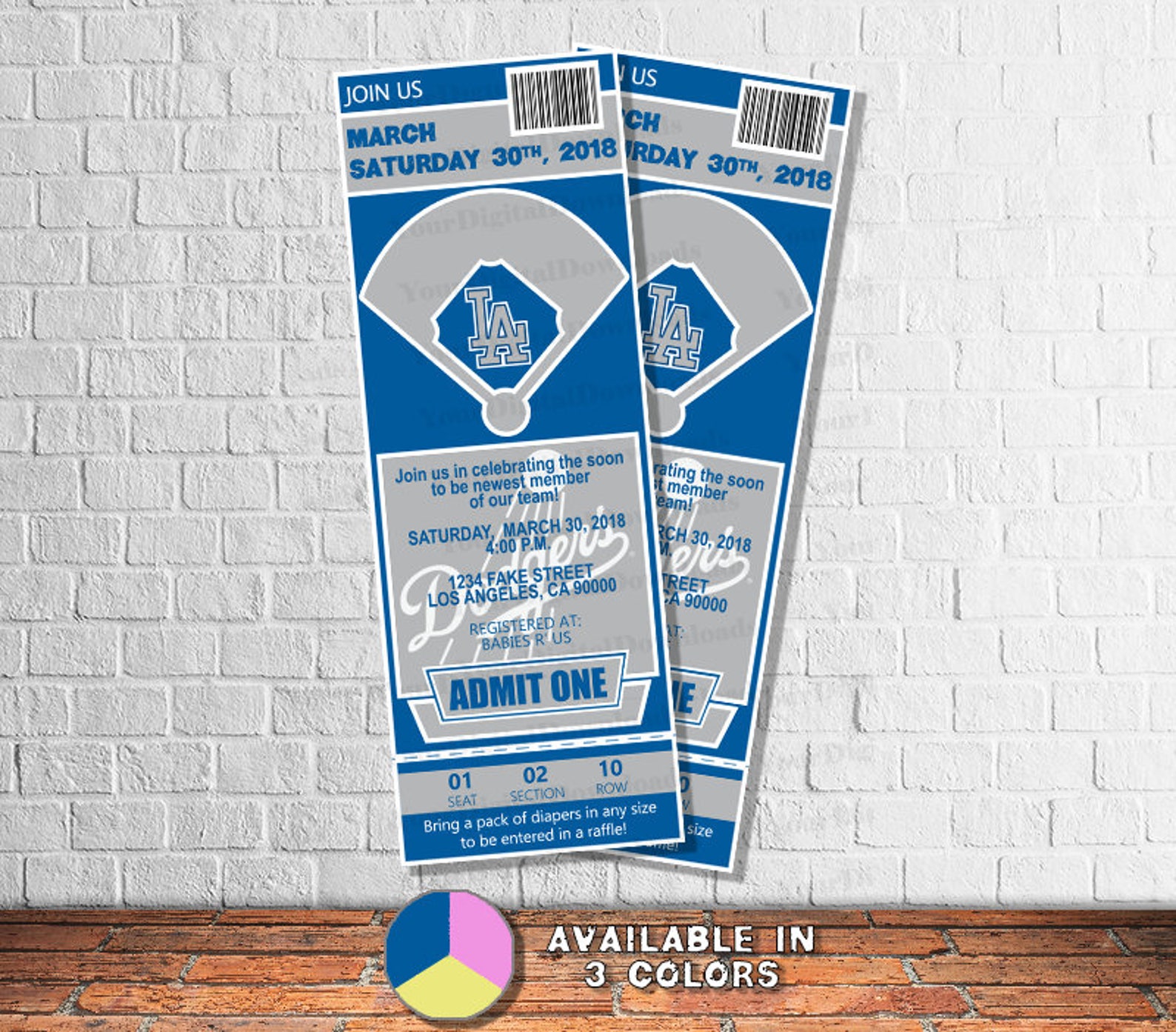 Baby Shower Invitations LA Dodgers Inspired (5"x7") - Etsy