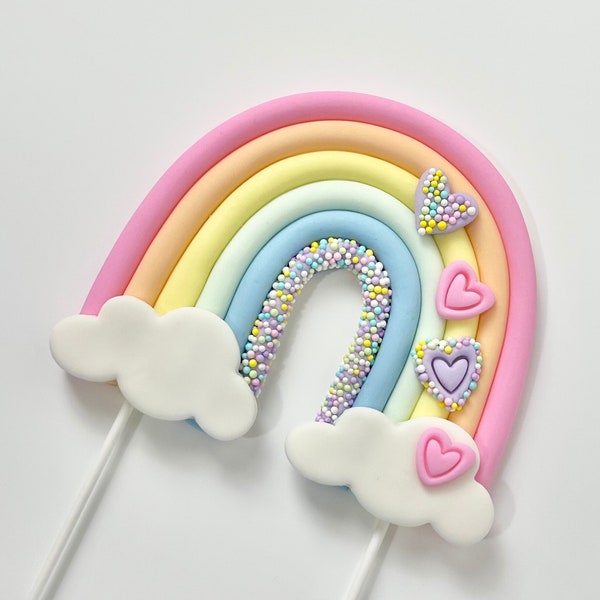 Pastel Rainbow Cake Topper - Etsy