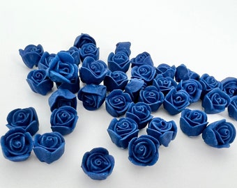 40 Petite Mini Royal Icing Sugar Roses 1/2 Edible White Yellow Peach ...