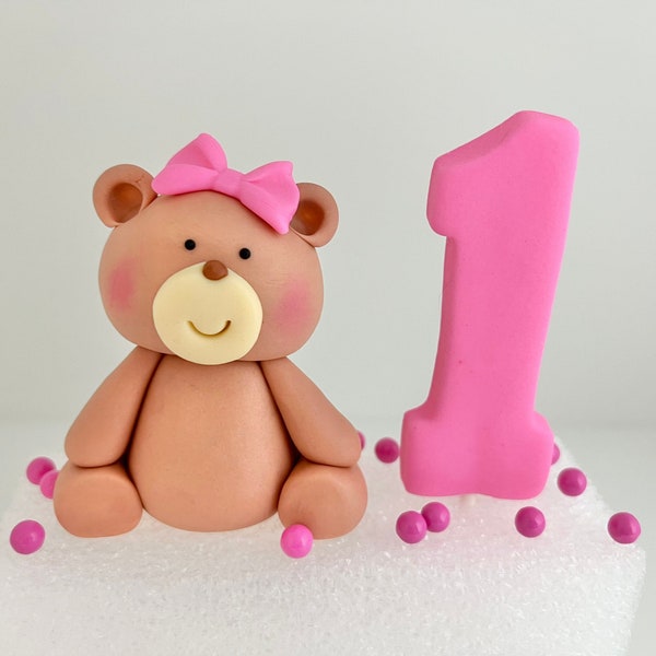 Teddy Bear Pink Cake Topper - Etsy