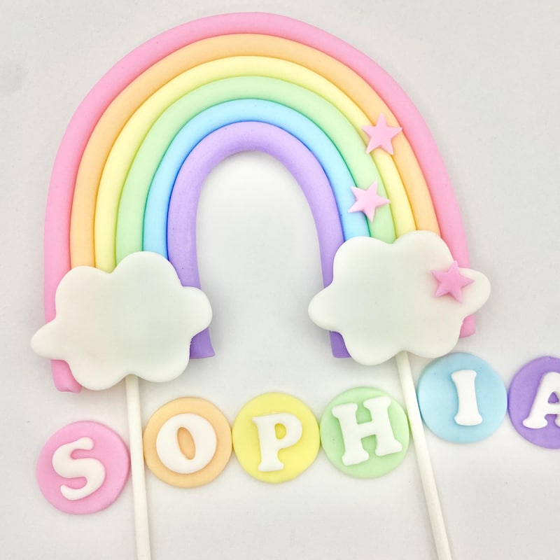 Pastel Rainbow Cake Topper - Etsy