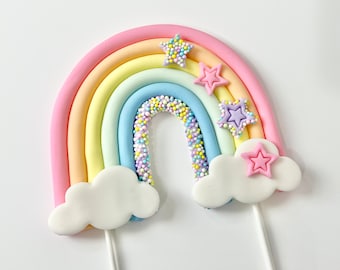 Pastel Fondant Rainbow Cake Topper - Etsy