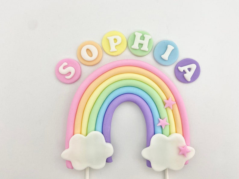 Fondant Rainbow Cake Topper Pastel Colors | Etsy