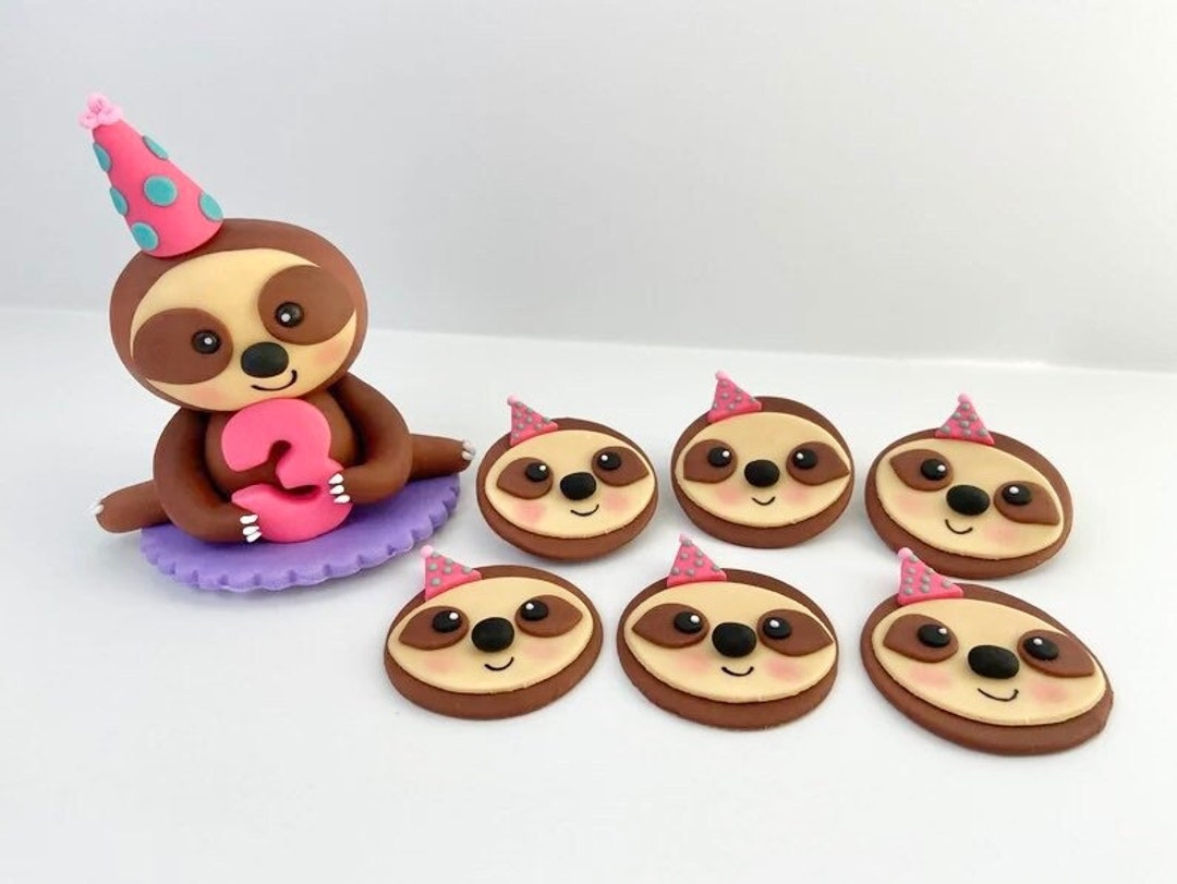 Fondant Sloth Cake Topper And/or Cupcake Toppers - Etsy