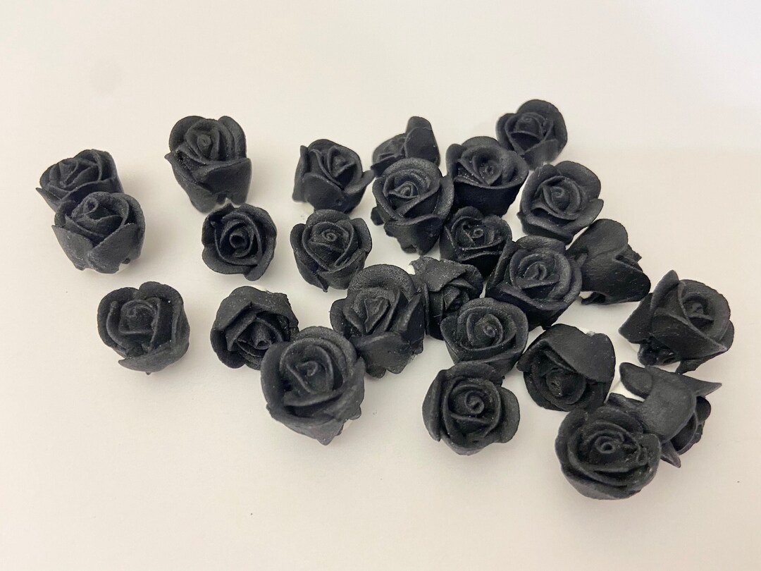 Mini Royal Icing Roses Black Royal Icing Roses - Etsy
