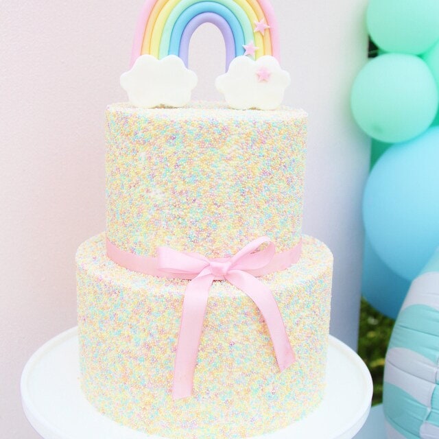 Fondant Rainbow Cake Topper Pastel Colors - Etsy Australia