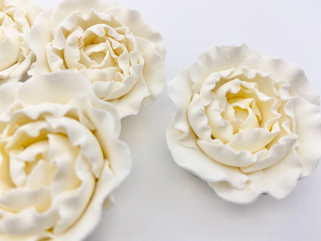 Ivory Ranunculus Gum Paste Flower: Handmade Cake Topper - Etsy