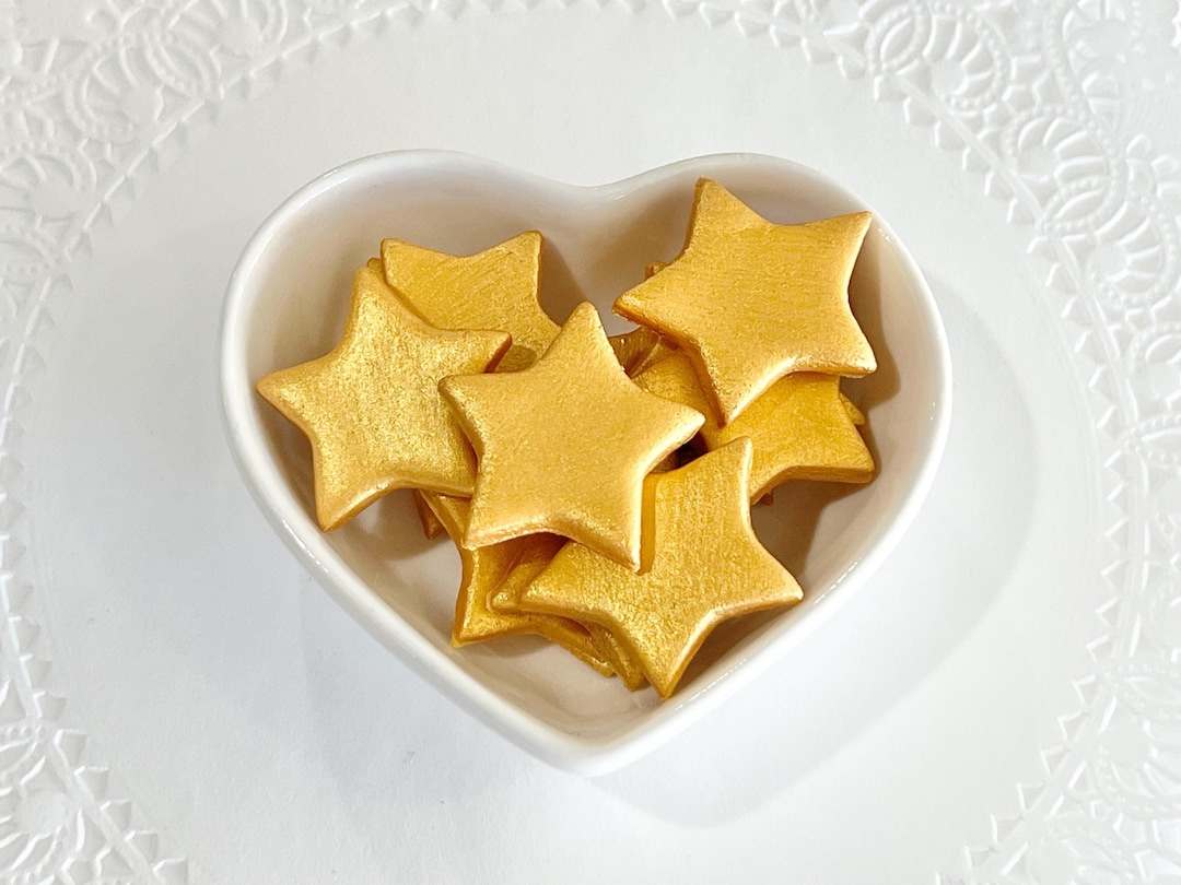 Fondant Gold Stars Set of 24 Gold Edible Stars Cake Decorations Fondant ...