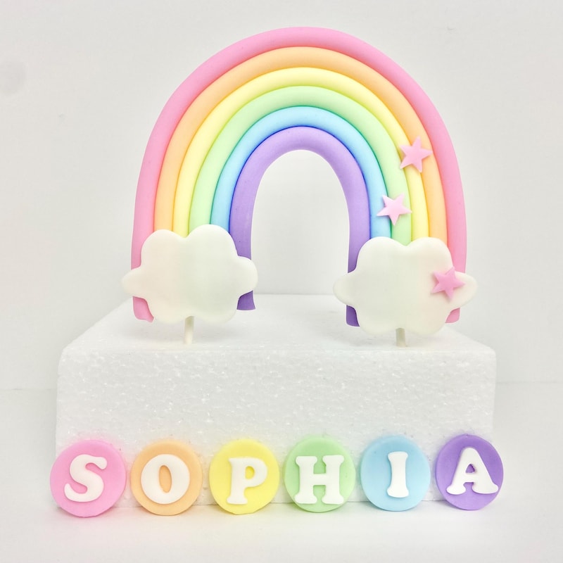 Pastel Rainbow Cake Topper - Etsy