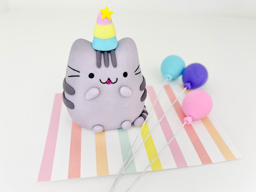 Cat Cake Topper Fondant Cat Cake Decorations Cat Birthday Edible Cat ...