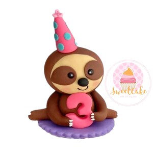 Sloth Cake Topper Sloth Cupcake Toppers Edible Sloth Fondant Sloth ...