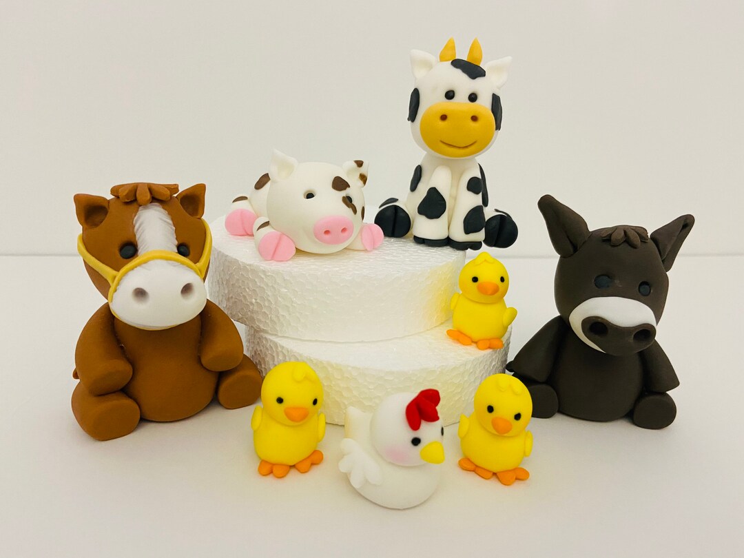 Farm Animals Cake Topper: Edible Fondant Barnyard Birthday - Etsy