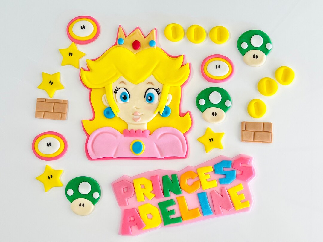 Princess Peach Cake Topper Fondant Princess Peach Edible Cake Topper ...