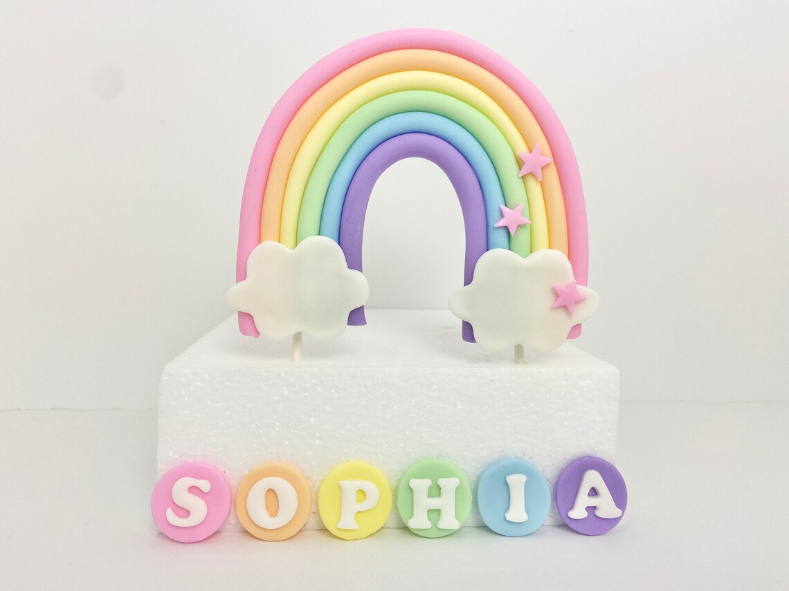Fondant Rainbow Cake Topper Pastel Colors - Etsy Australia