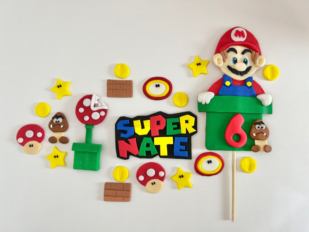 Mario Bros Fondant Cake Topper Mario Bros Decorations Mario Bros Party ...