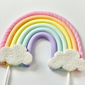 Fondant Rainbow Cake Topper Pastel Rainbow Girls Cake Topper Cake ...