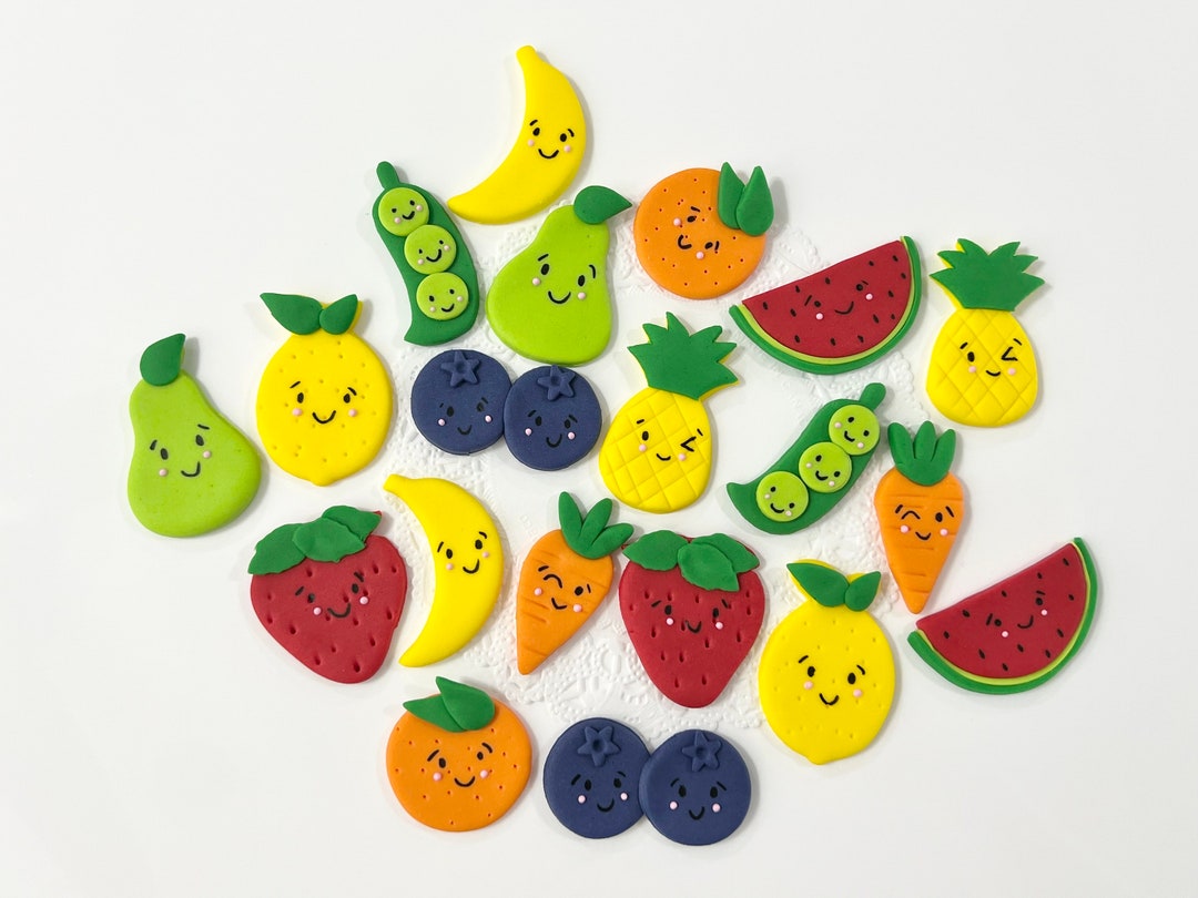 Fruits Cupcake Toppers Fondant Fruits Fondant Veggies Fruits Cake ...