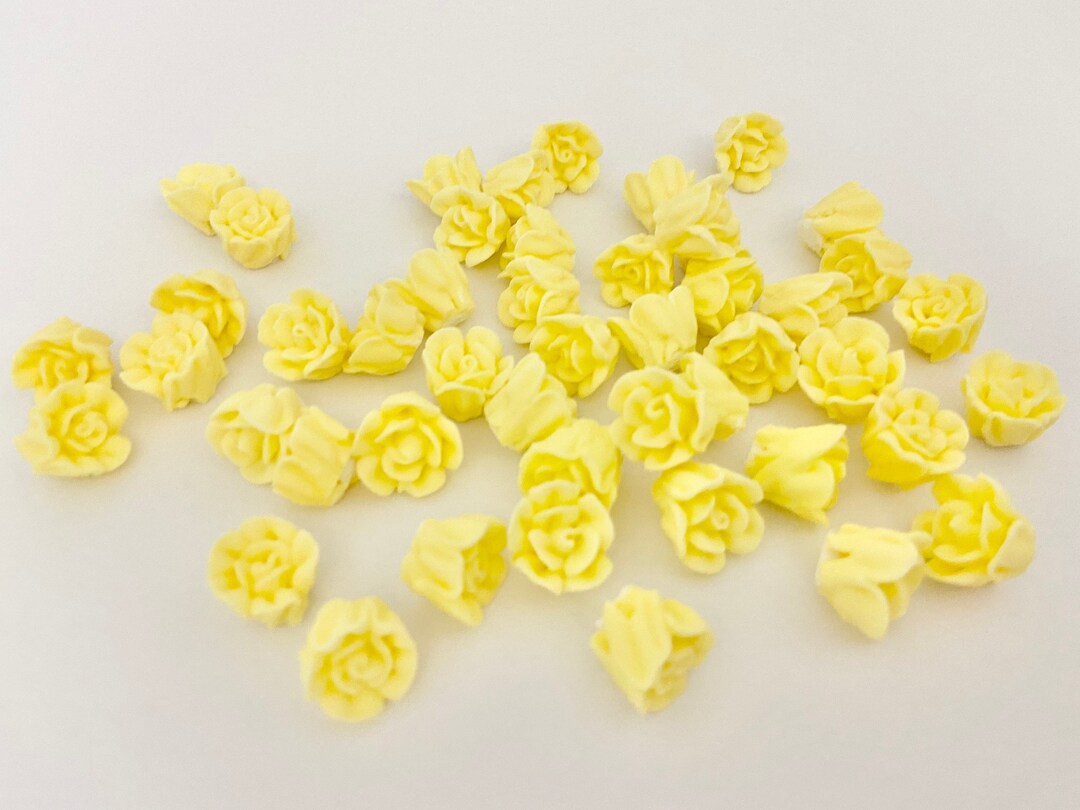 Mini Royal Icing Roses Yellow Mini Roses for Cake Pops Sugar Cookie ...