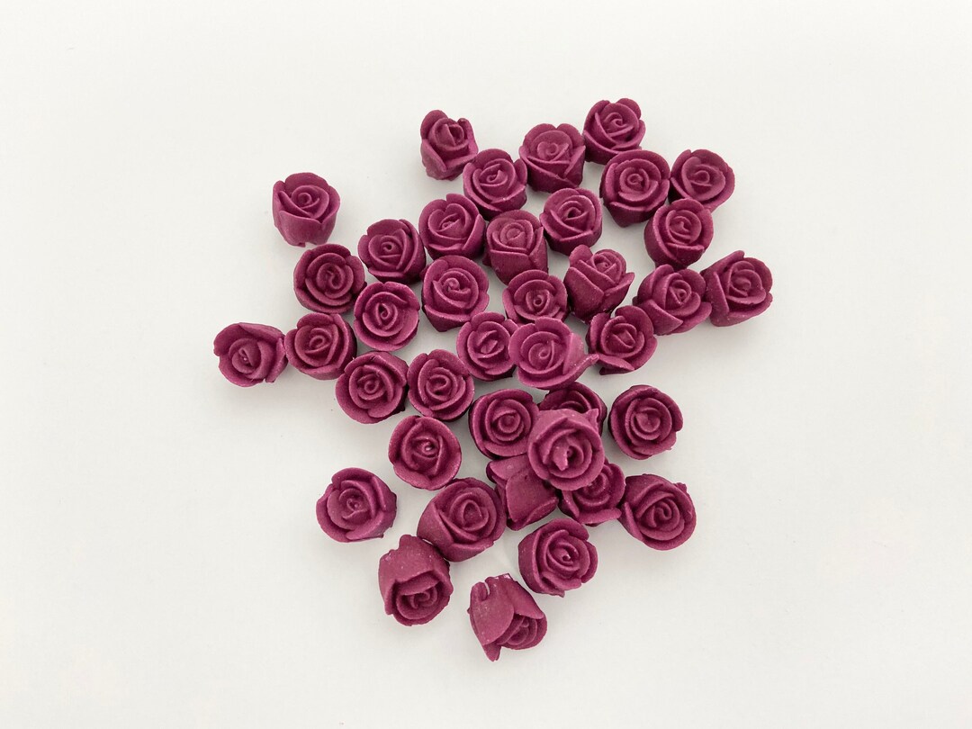Mini Royal Icing Roses Burgundy Edible Roses Wine Royal Icing Roses ...