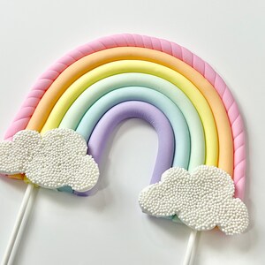 Fondant Rainbow Cake Topper Pastel Rainbow Girls Cake Topper Cake ...