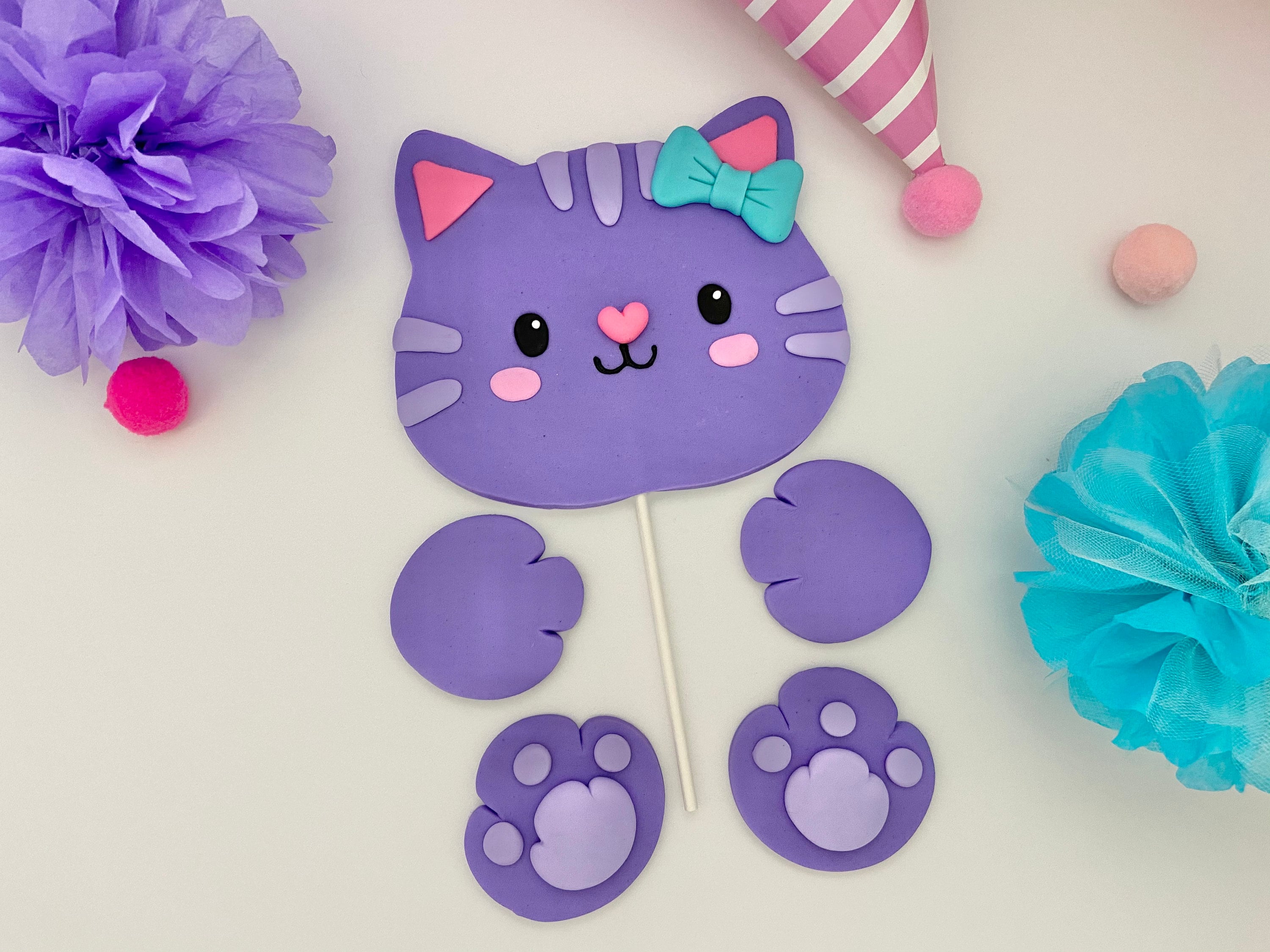 Cat Cake Topper Cat Party Kitty Cake Topper - Etsy