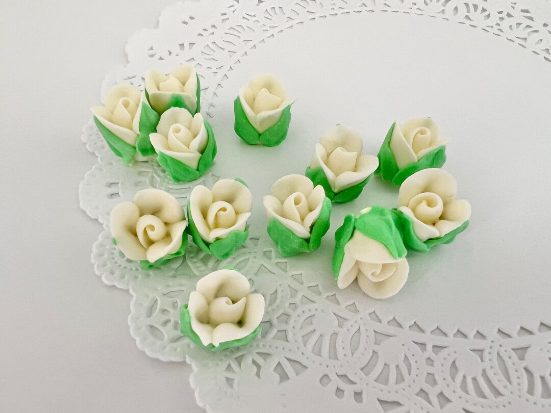 Mini Royal Icing Rosebud Ivory Edible Rosebuds Royal Icing Flowers Mini ...
