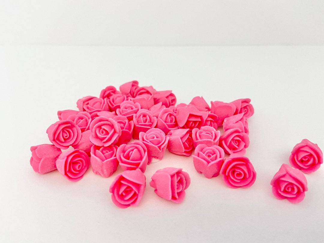 Mini Royal Icing Roses Hot Pink Sugar Cookie Roses for Cake Pops Edible ...
