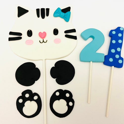 Cat Cake Topper Cat Party Kitty Cake Topper - Etsy