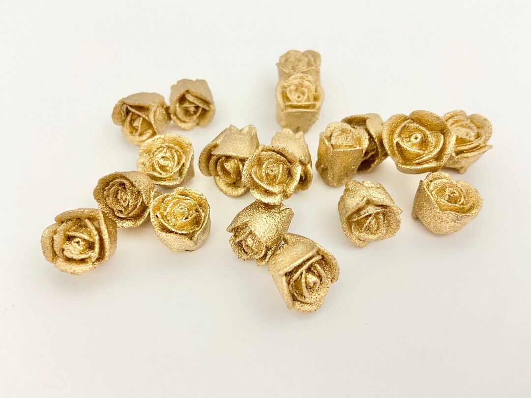 Mini Royal Icing Roses Gold Edible Wedding Roses Gold Roses for Cake ...