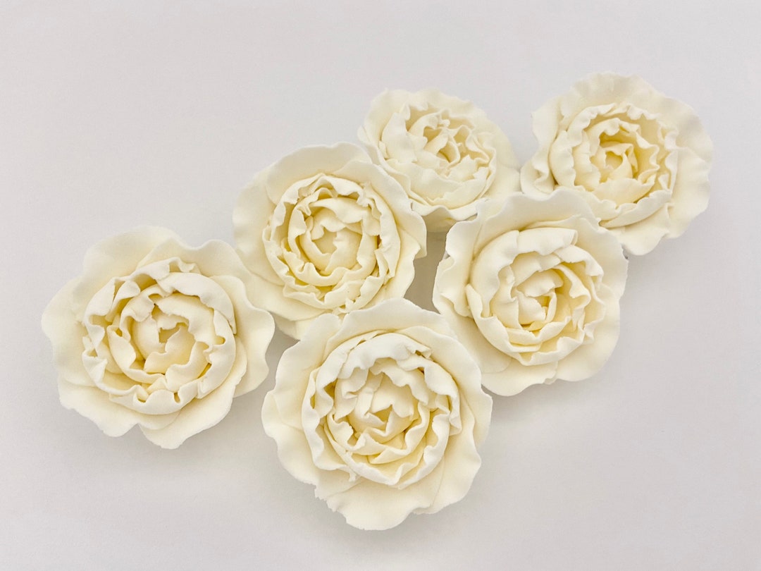 Medium Ranunculus Ivory Gum Paste Sugar Flowers - Etsy