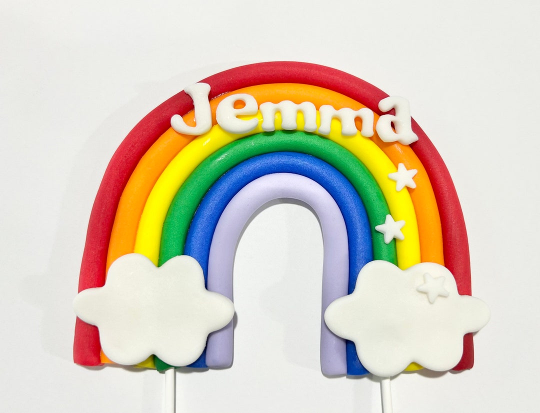 Fondant Rainbow Cake Topper Rainbow Name Cake Topper Custom Cake Topper ...