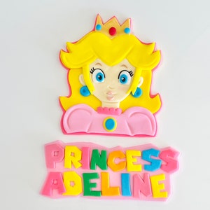 Princess Peach Cake Topper Fondant Princess Peach Edible Cake Topper ...