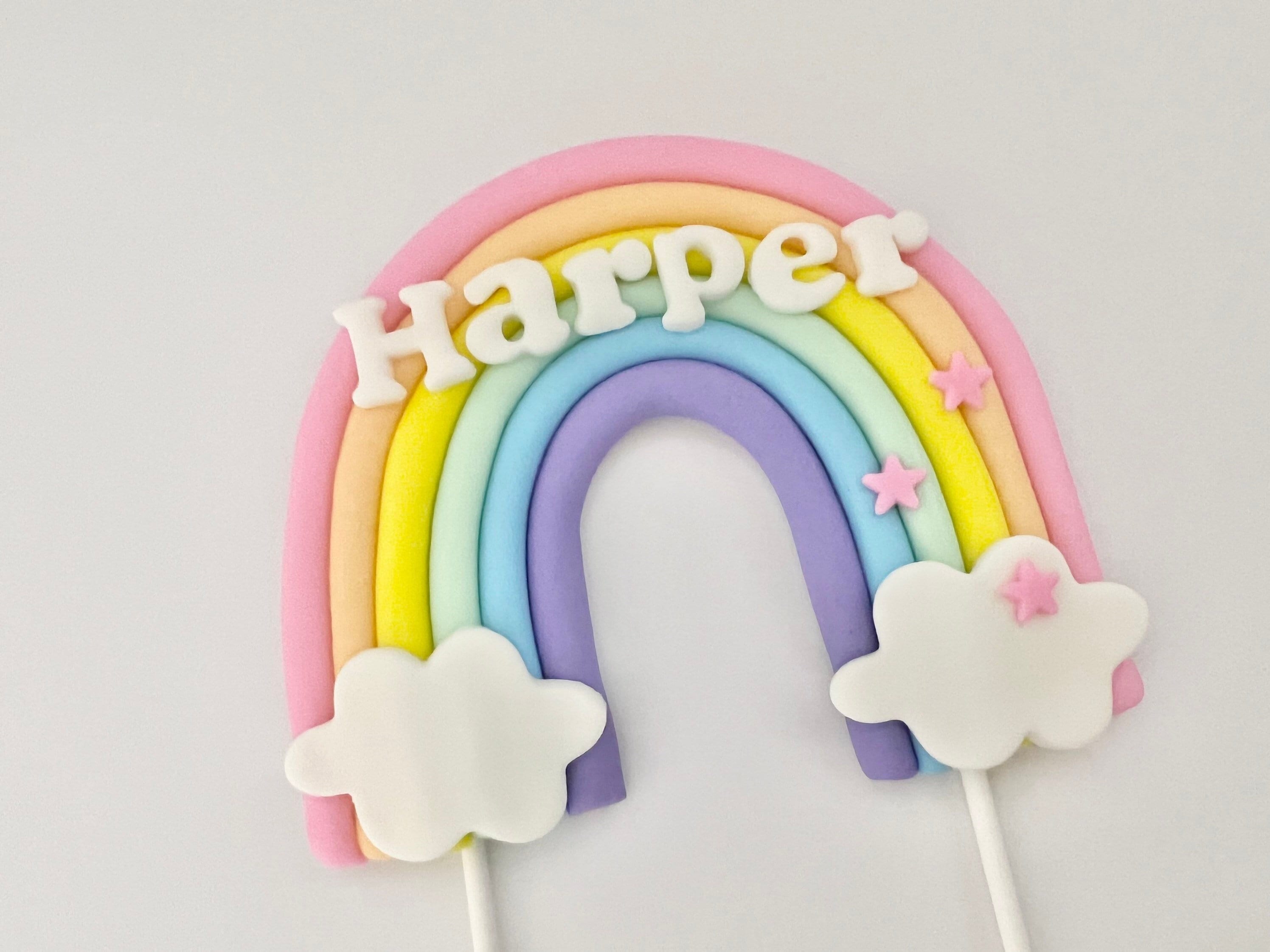 Fondant Rainbow Cake Topper Pastel Colors - Etsy