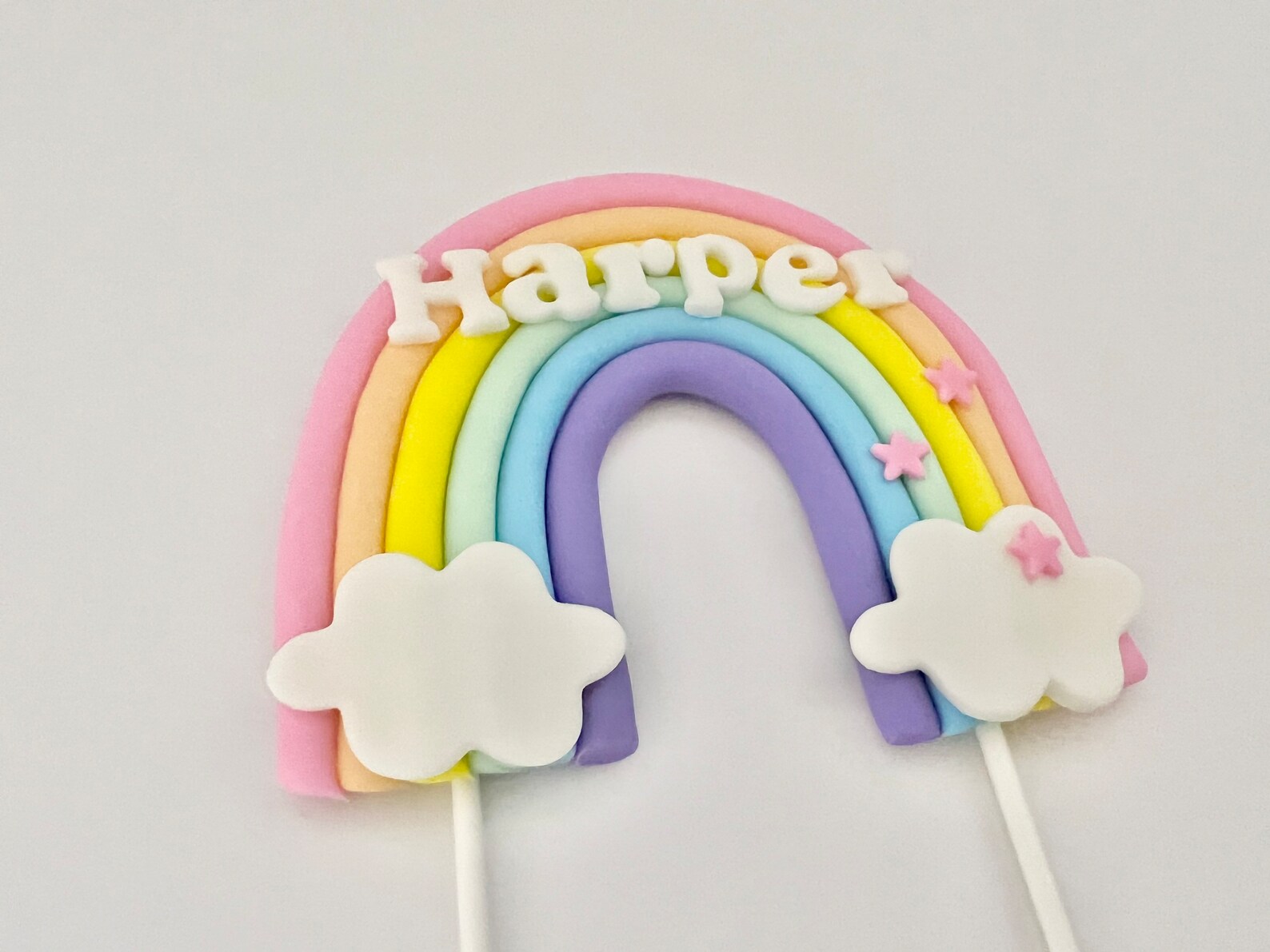 Fondant Rainbow Cake Topper Pastel Colors - Etsy