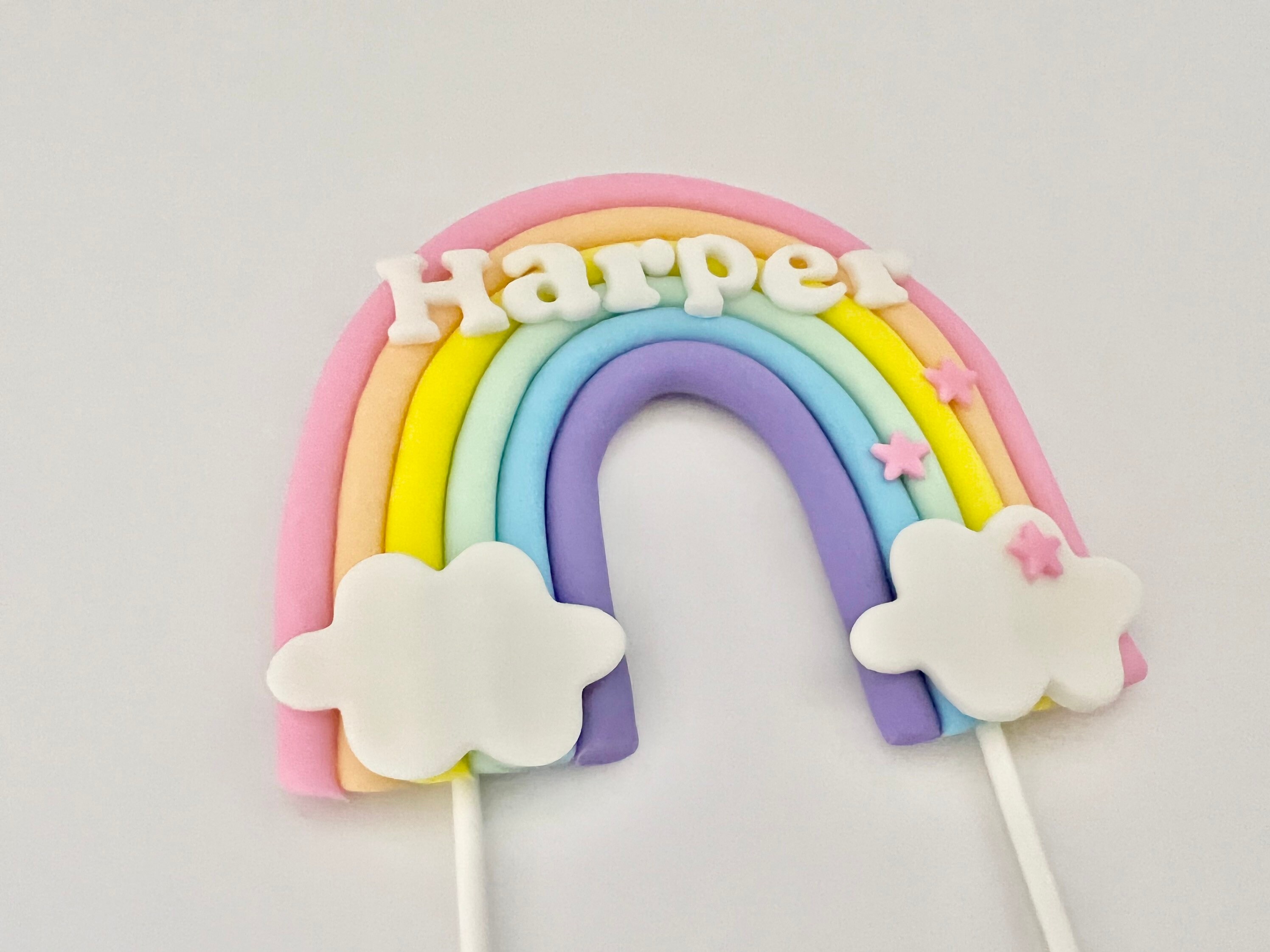 Fondant Rainbow Cake Topper Pastel Colors - Etsy