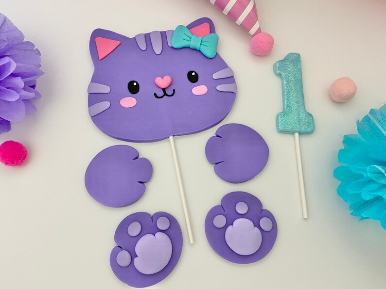 Cat Cake Topper Cat Party Kitty Cake Topper - Etsy