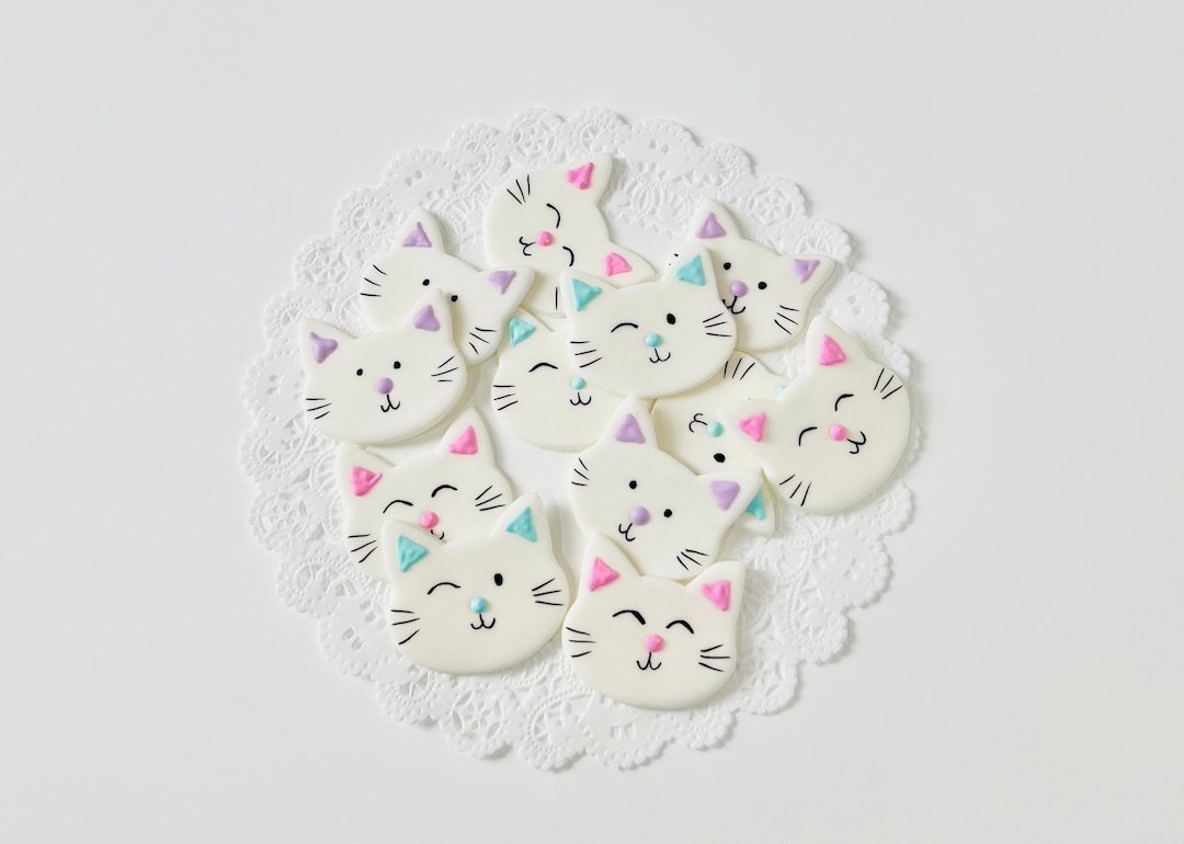 Fondant Cat Cupcake Toppers: Edible Cake Decorations - Etsy