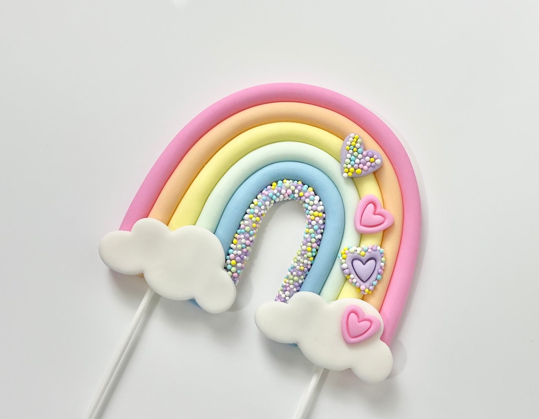 Fondant Rainbow Cake Topper Pastel Rainbow Cake Topper Rainbow Cake ...