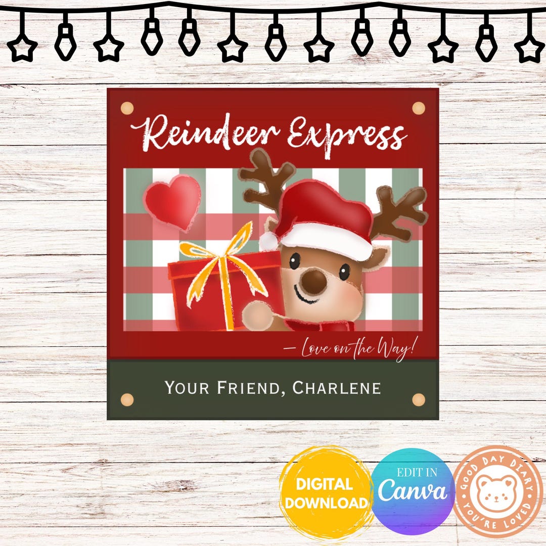 Reindeer Gift Tag Printable – Christmas Holiday (digital Download) - Etsy