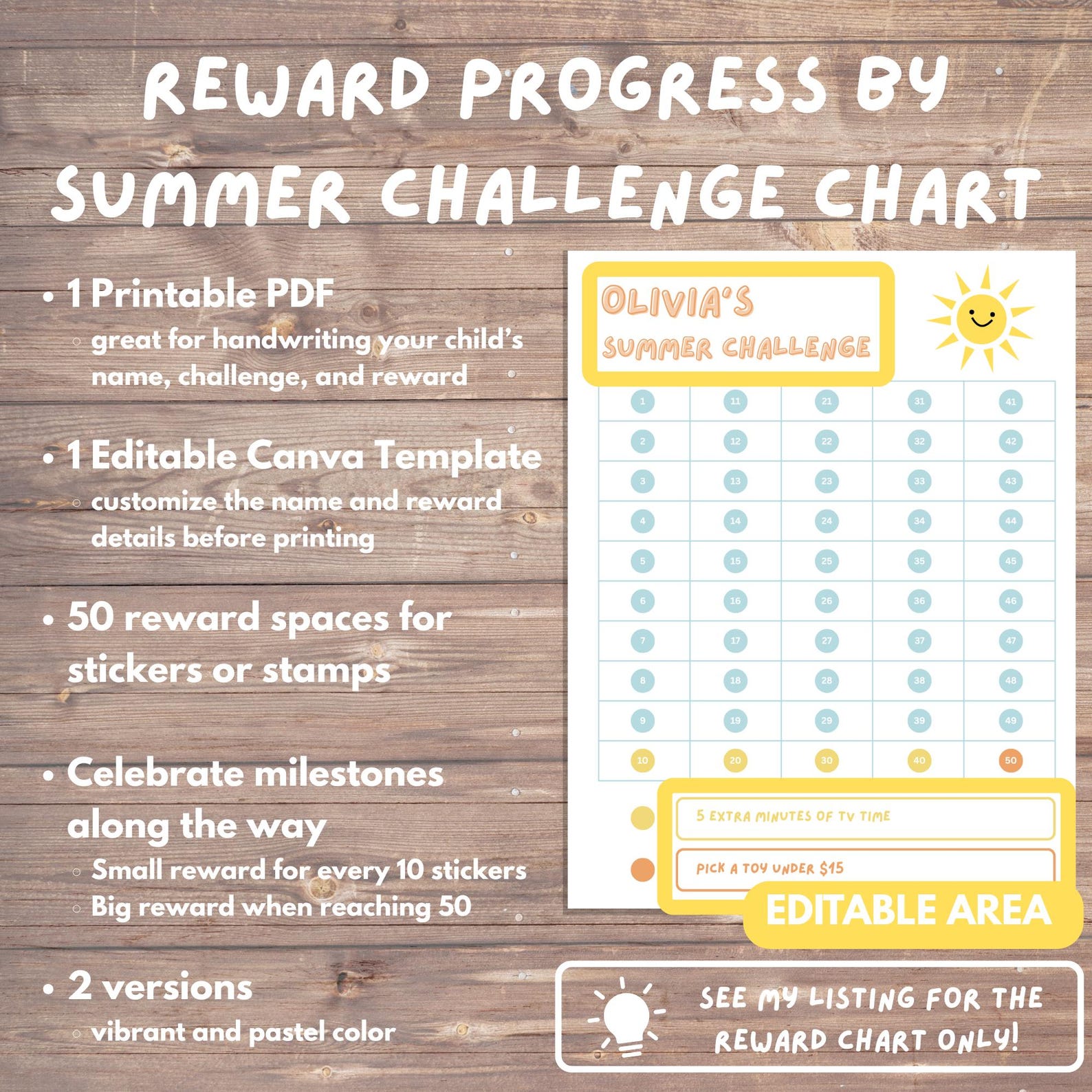 Good Manners & Reward Chart Printable Bundle: Summer Behavior, Editable ...
