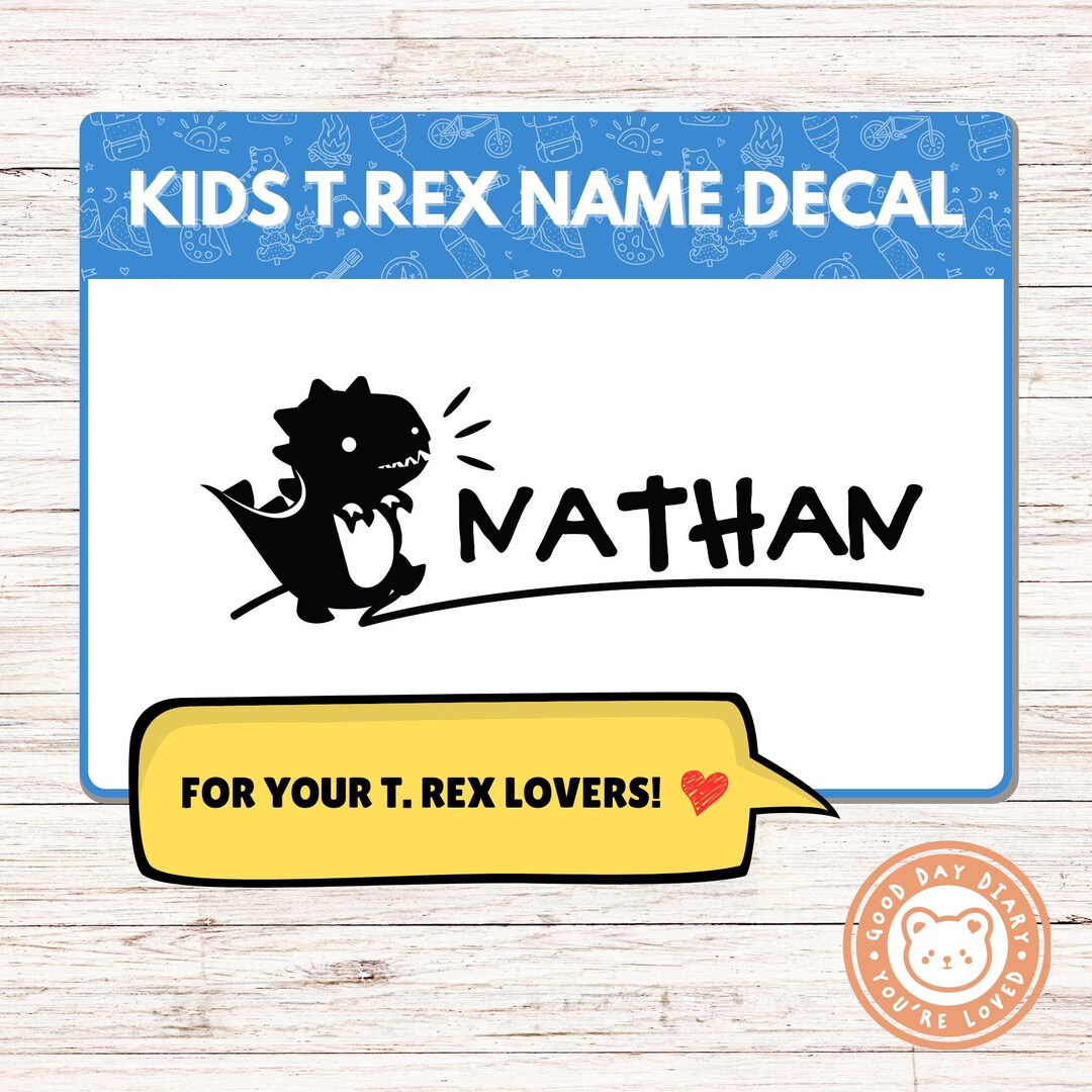 Personalized T.rex Name Decal: Dinosaur Vinyl Sticker for Kids - Etsy