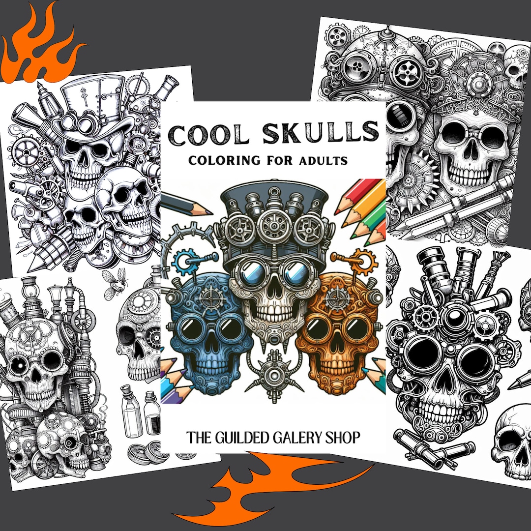 Cool Skulls Coloring Book - Etsy