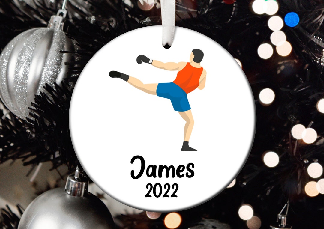 Personalized Kickboxing Christmas Ornament, Kickboxing Santa Ornament ...