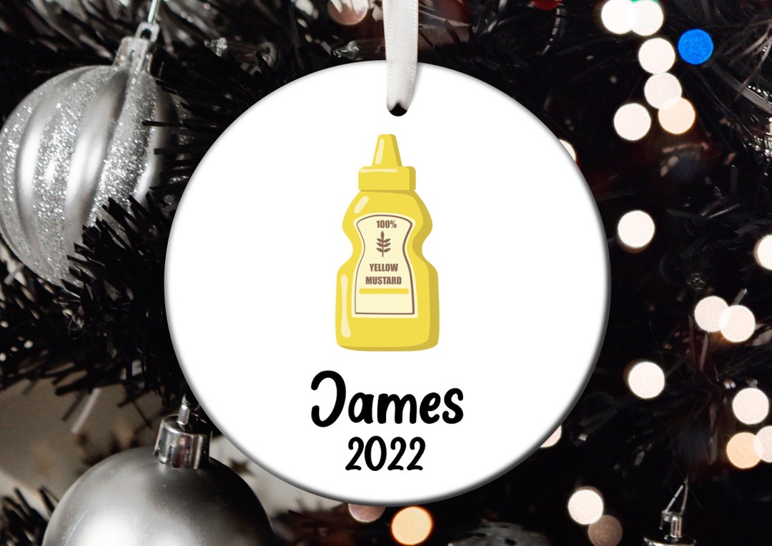 Personalized Yellow Mustard Christmas Ornament, Yellow Mustard Santa ...