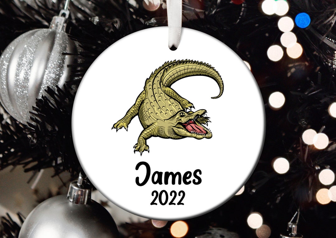 Personalized Alligator Christmas Ornament, Alligator Santa Ornament ...
