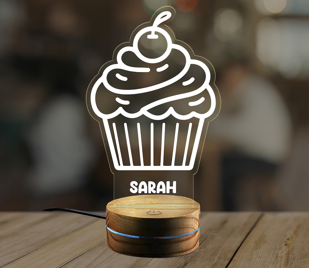 Personalized Cupcake Night Light, Cupcake Light Up, Bakery Sign, Bakery ...