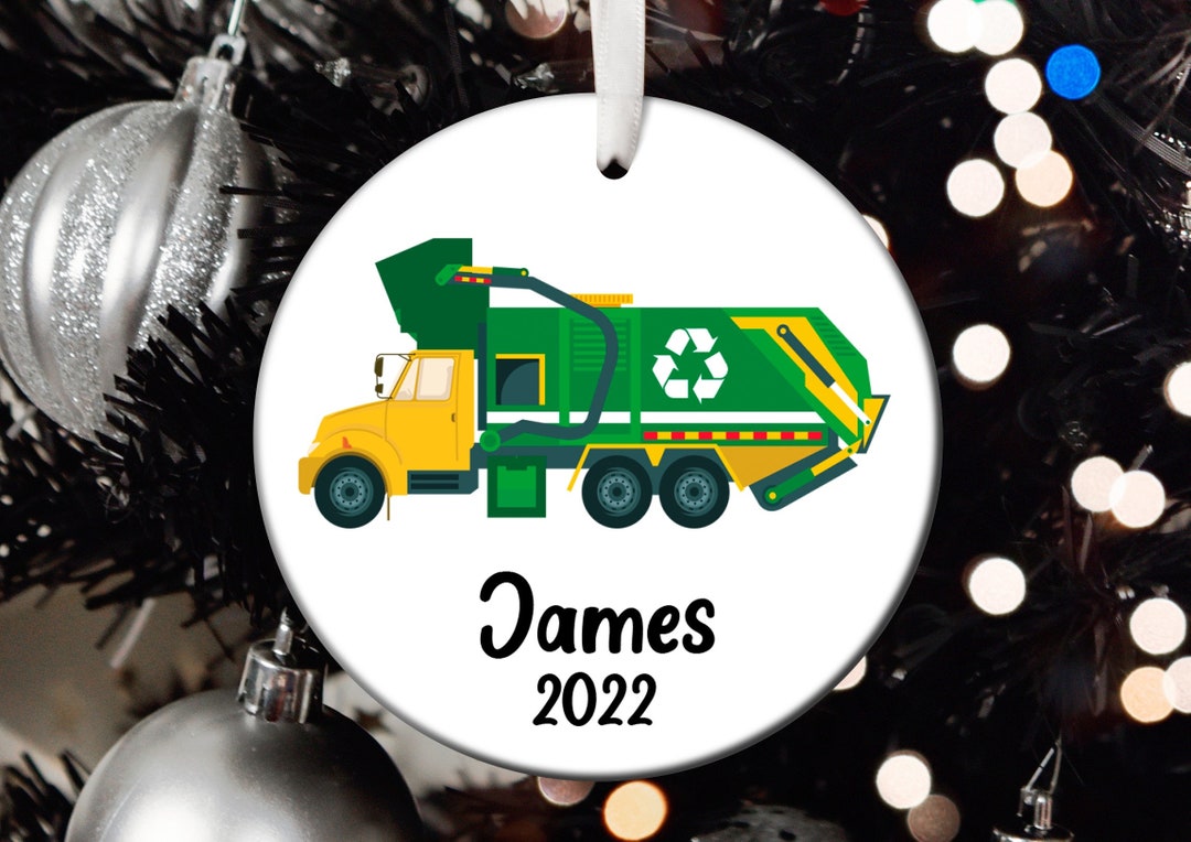 Personalized Garbage Truck Christmas Ornament, Garbage Truck Santa ...