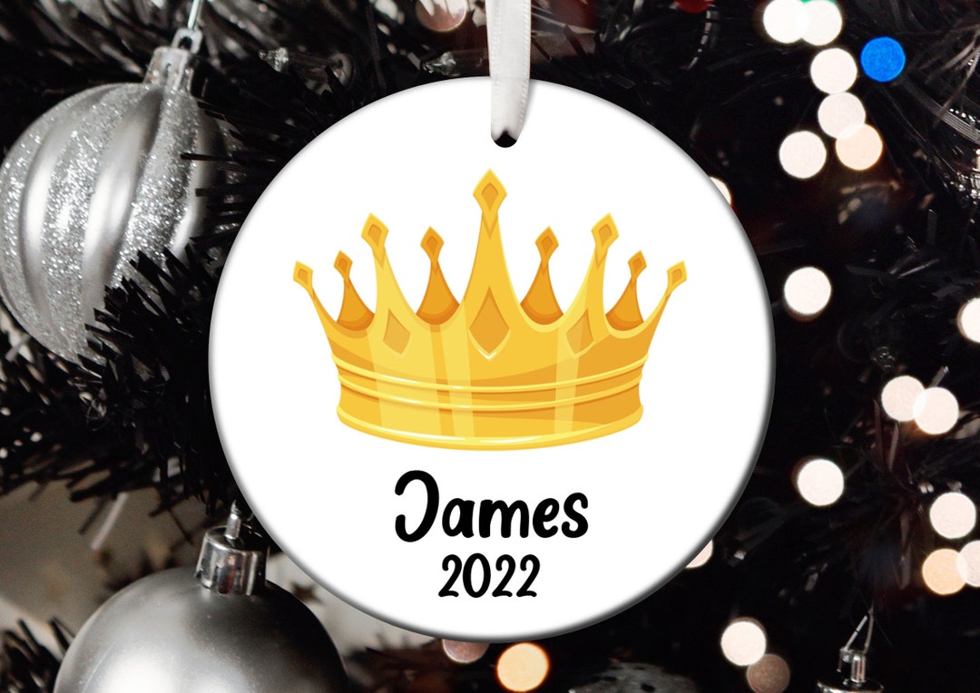 Personalized Gold Crown Christmas Ornament, Gold Crown Santa Ornament ...