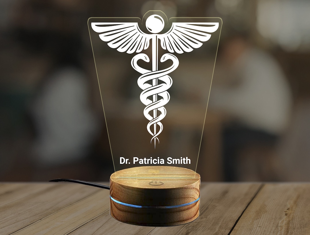 Personalized Caduceus Night Light, Caduceus Gift for Doctors, Doctor ...